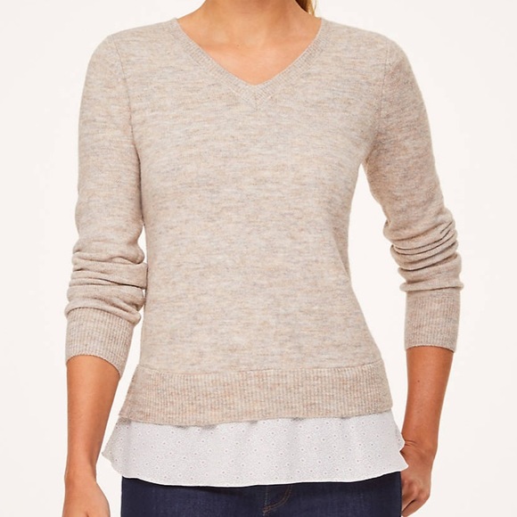 LOFT | Sweaters | Nwt Loft Outlet Floral Peplum Mixed Media Sweater ...